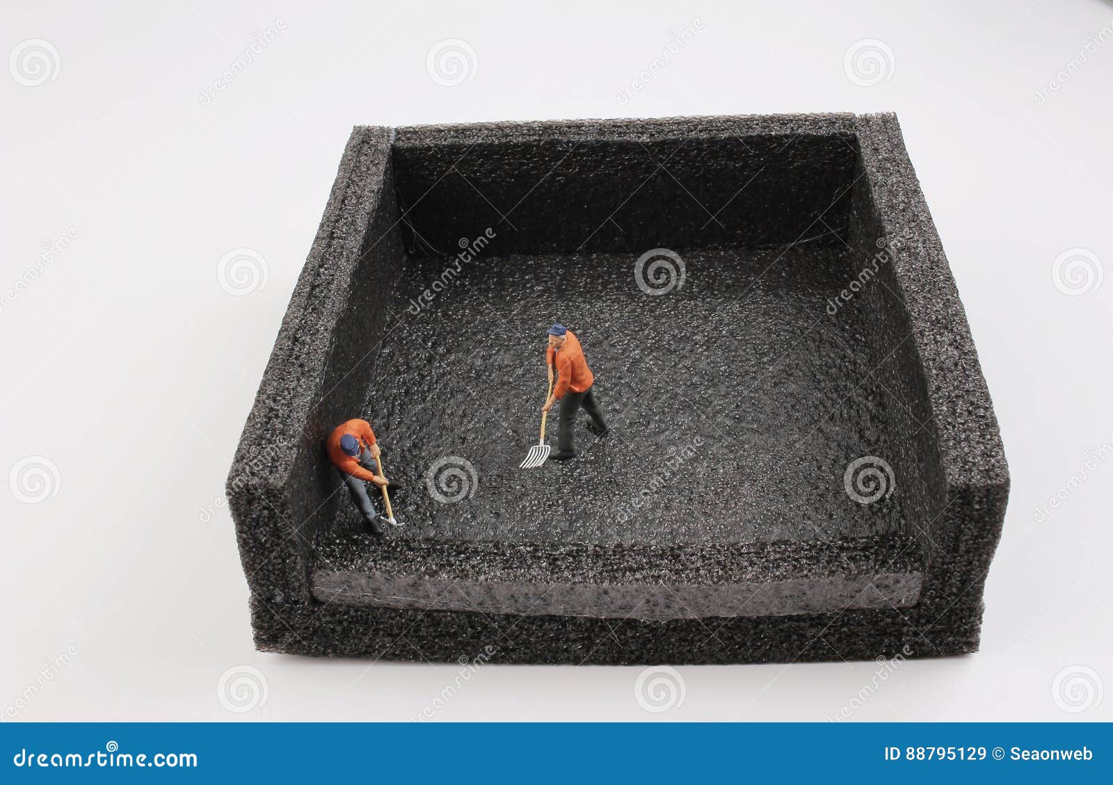 Small Figure of a Man Digging Concrete Road Stock Image - Image of ...