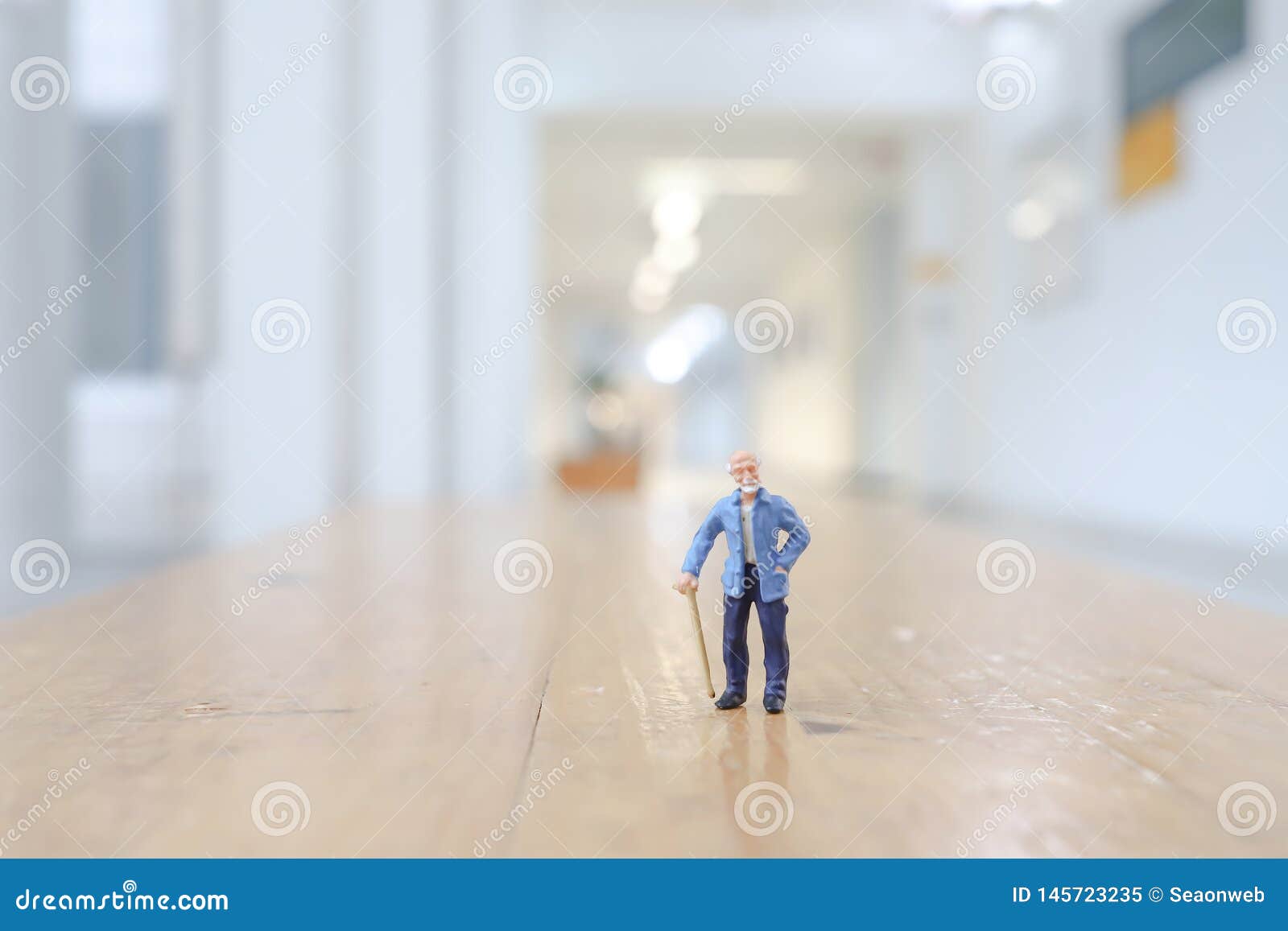 The Small Figure of Old Man Walk Stock Image - Image of support ...