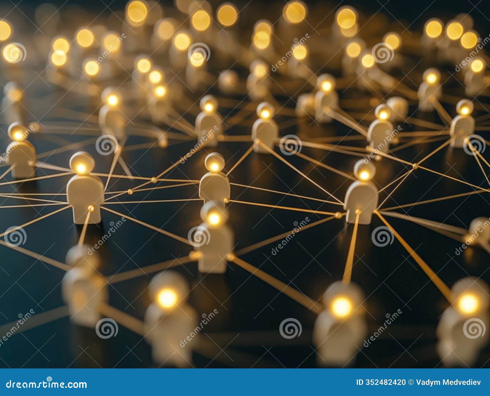 Small Figures Connected by Lines Form Network. Interaction ...