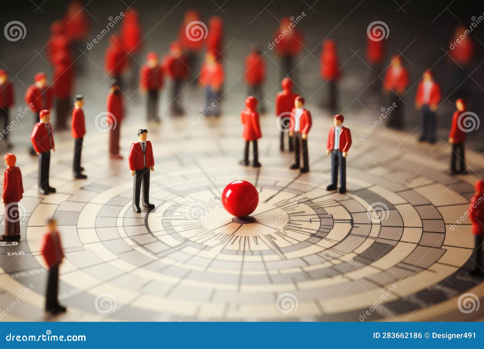 Small Figurines Stand Around the Target. Customer Focus Concept ...