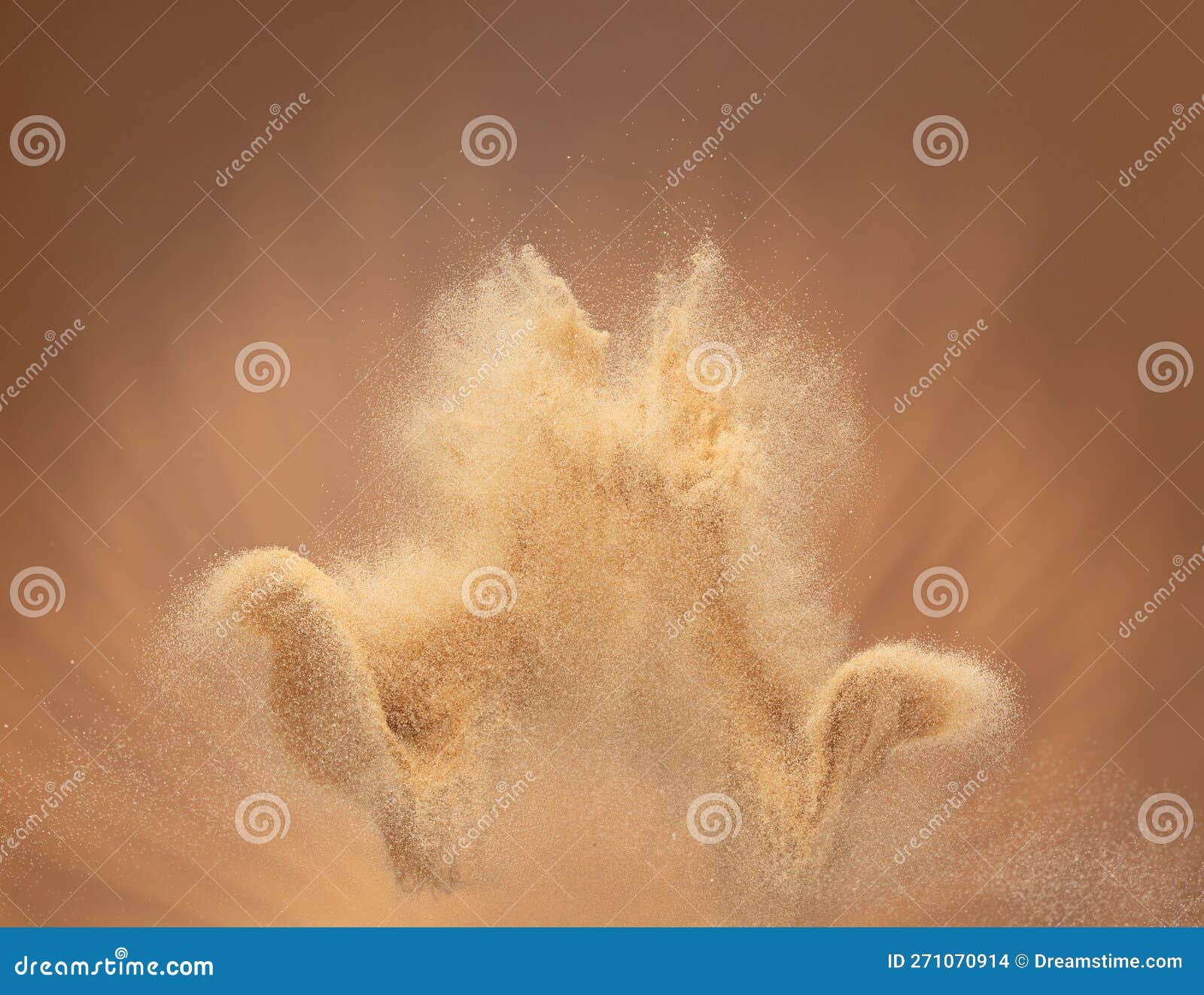 Small Fine Size Sand Flying Explosion, Golden Grain Wave Explode ...