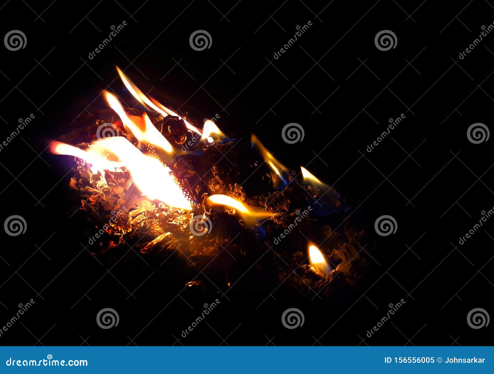 Fire Flames in the Dark Night Stock Image - Image of dangerous, dark ...