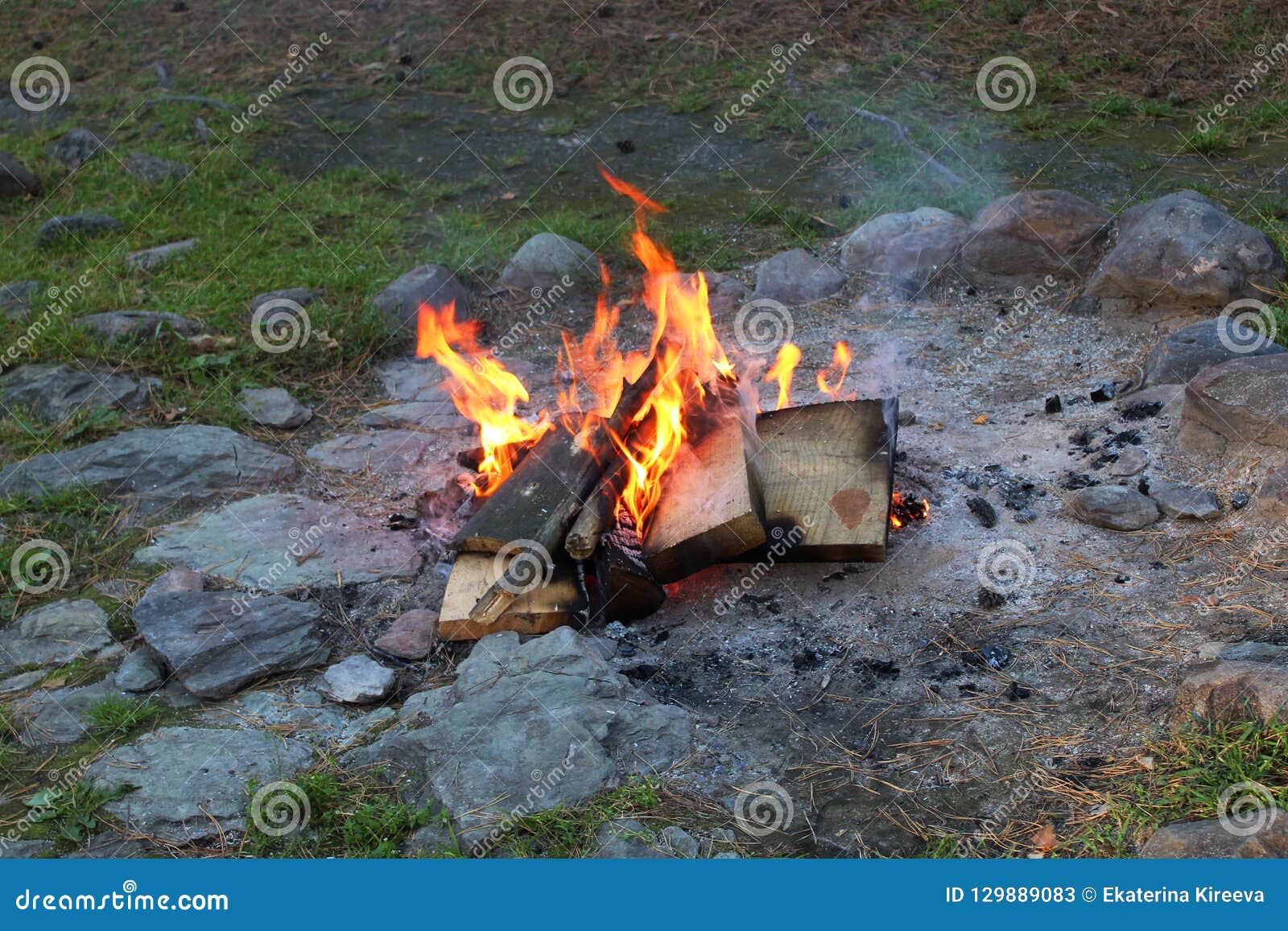 A Small Fire on a Summer Evening Stock Image - Image of evening, travel ...