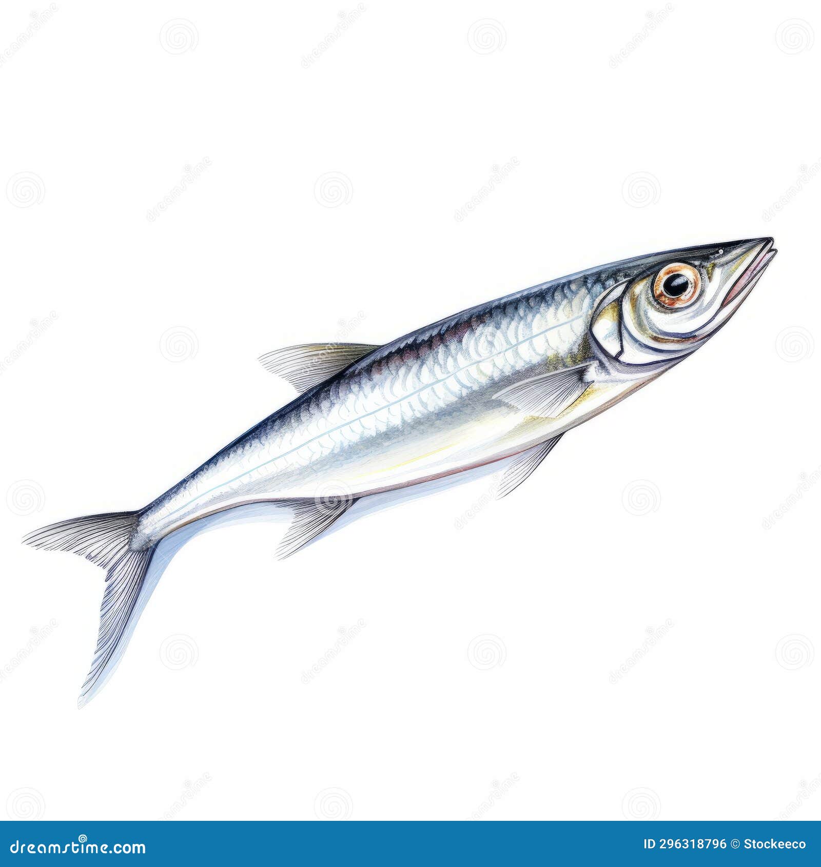 Delicate Digital Illustration of a Realistic Sardine Fish Stock ...