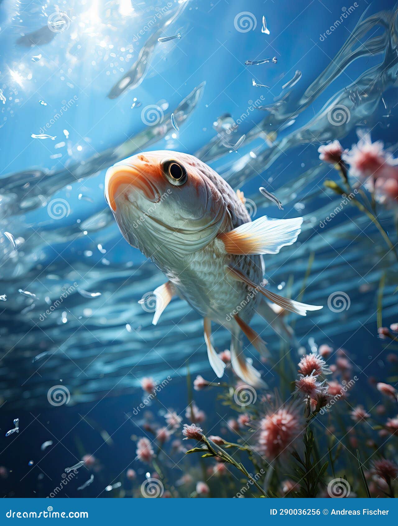 A Small Fish Swims in Clear Water. Stock Photo - Image of transparent ...