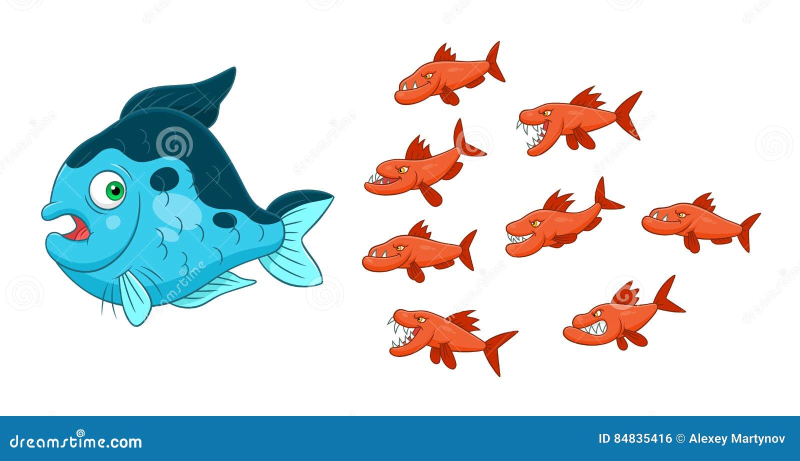 Small Fishes Attacks Big Fish Stock Vector - Illustration of attack ...