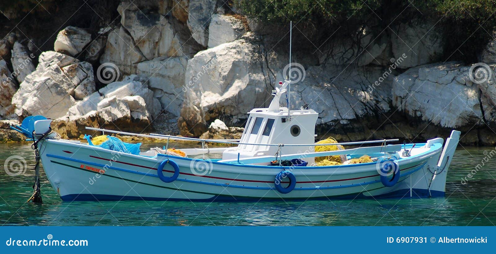 Small fishing boat stock image. Image of greece, wallpaper - 6907931