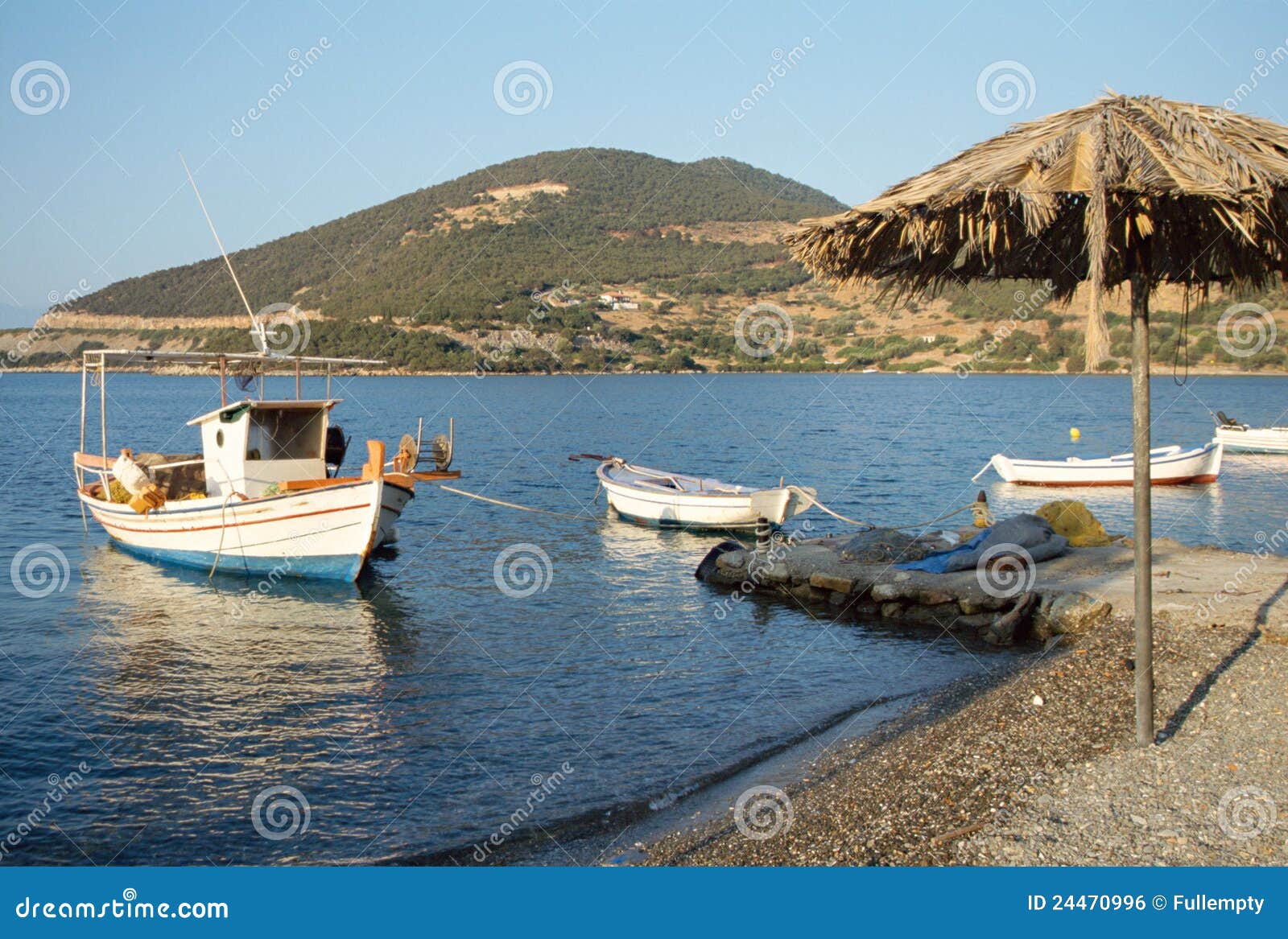 Small Fishing Boats in Greece Stock Photo - Image of transporation ...