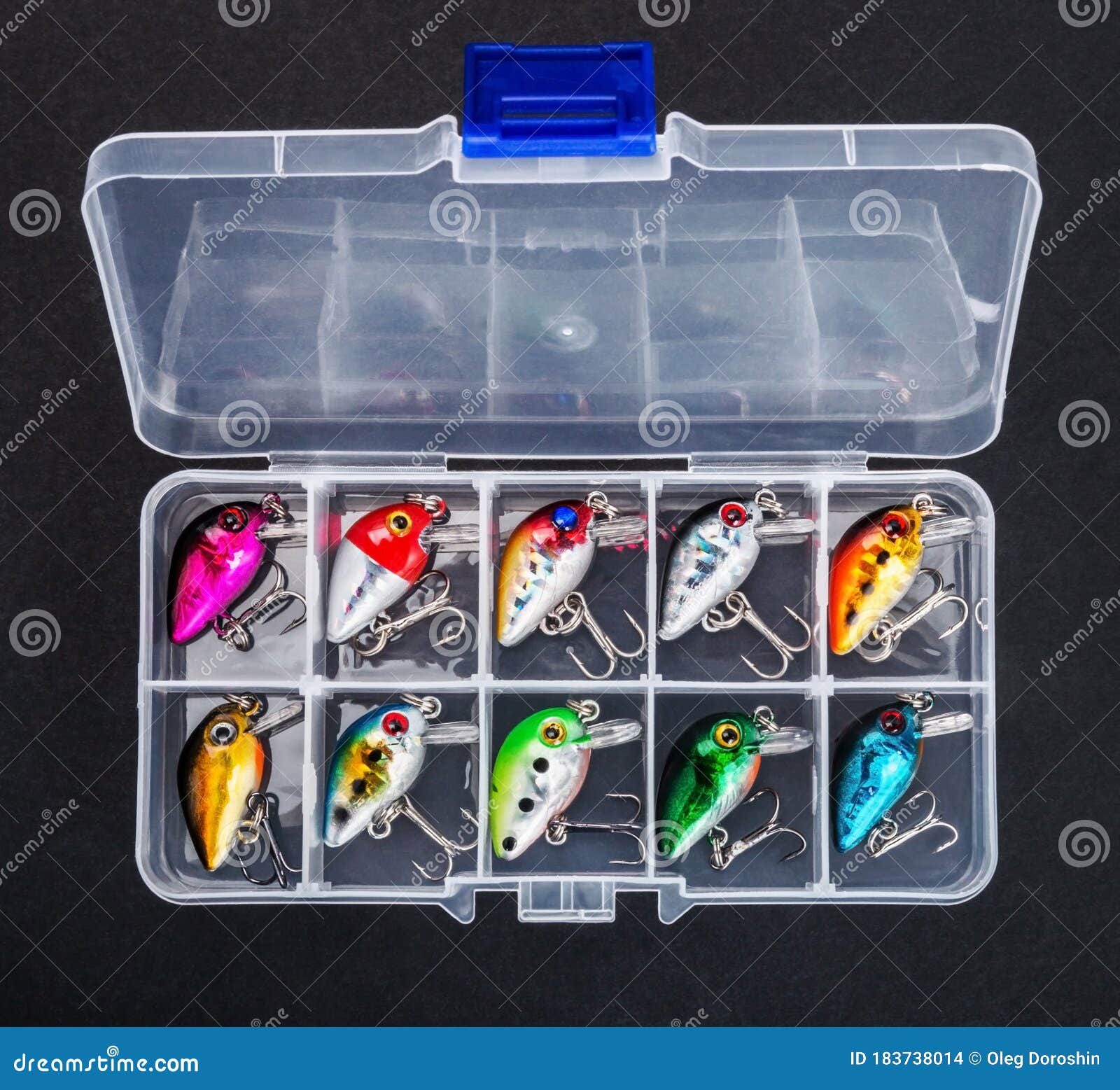 Small Fishing Lures for Catching Predatory Fish in a Box Stock Photo ...