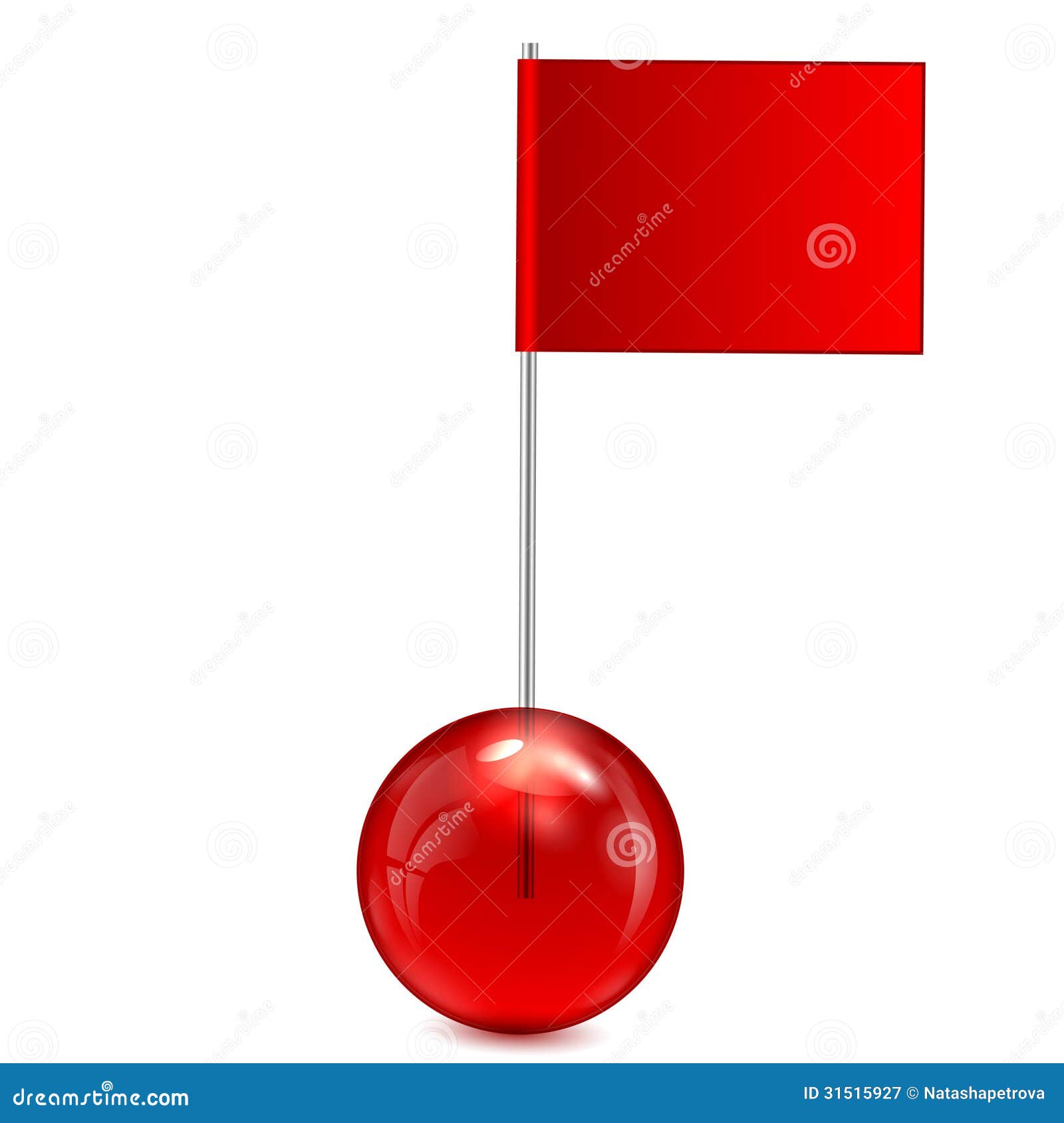 Small Flag of Red Color with Ball Stock Vector - Illustration of banner ...