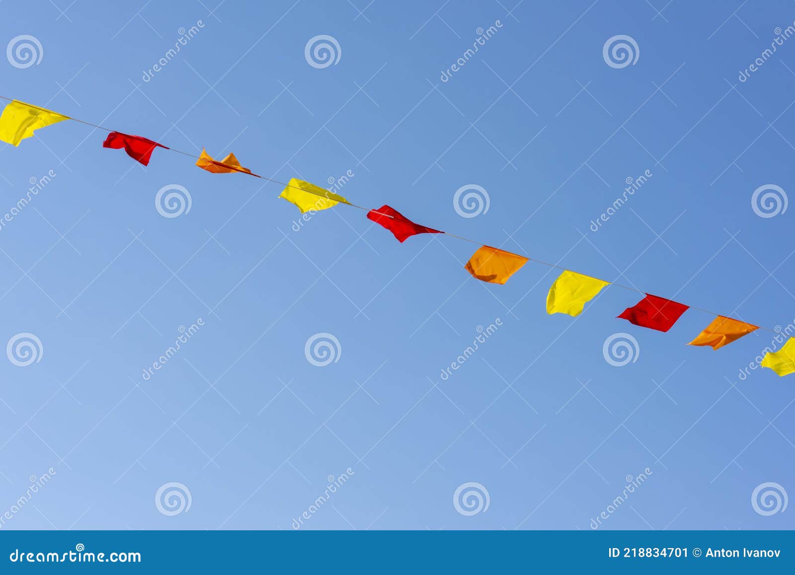 Small Flags Abstract Background. Diagonal Flags on the Blue Sky Stock ...