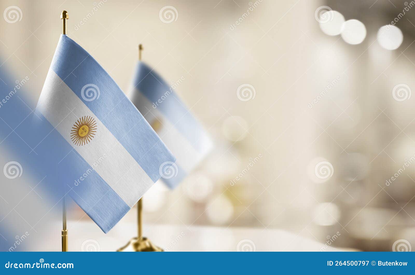 Small Flags of the Argentina on an Abstract Blurry Background Stock ...