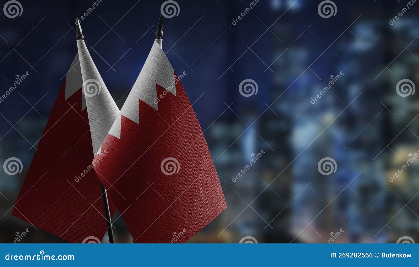 Small Flags of the Bahrain on an Abstract Blurry Background Stock ...