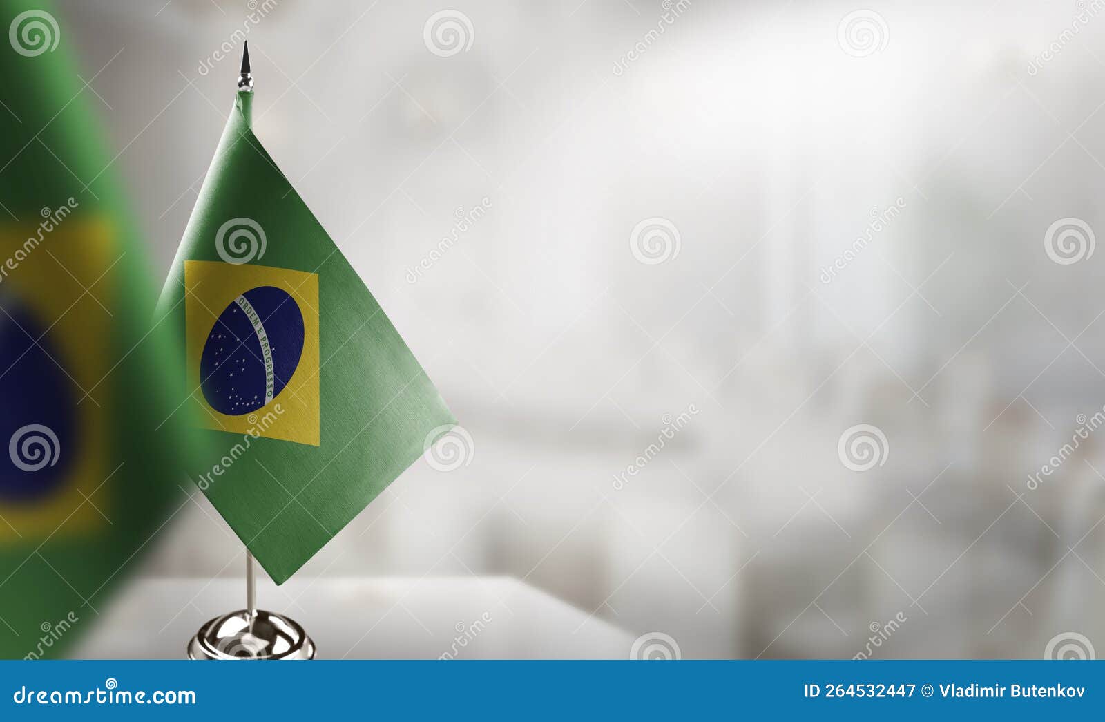 Small Flags of the Brazil on an Abstract Blurry Background Stock Image ...
