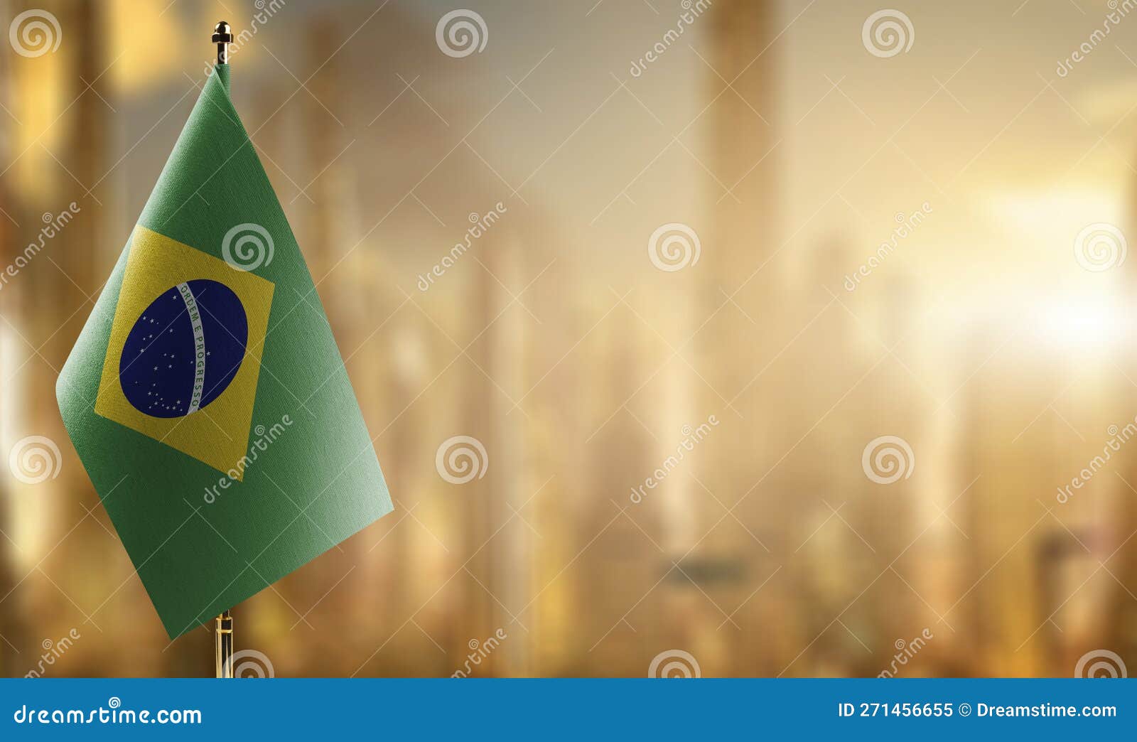 Small Flags of the Brazil on an Abstract Blurry Background Stock Image ...