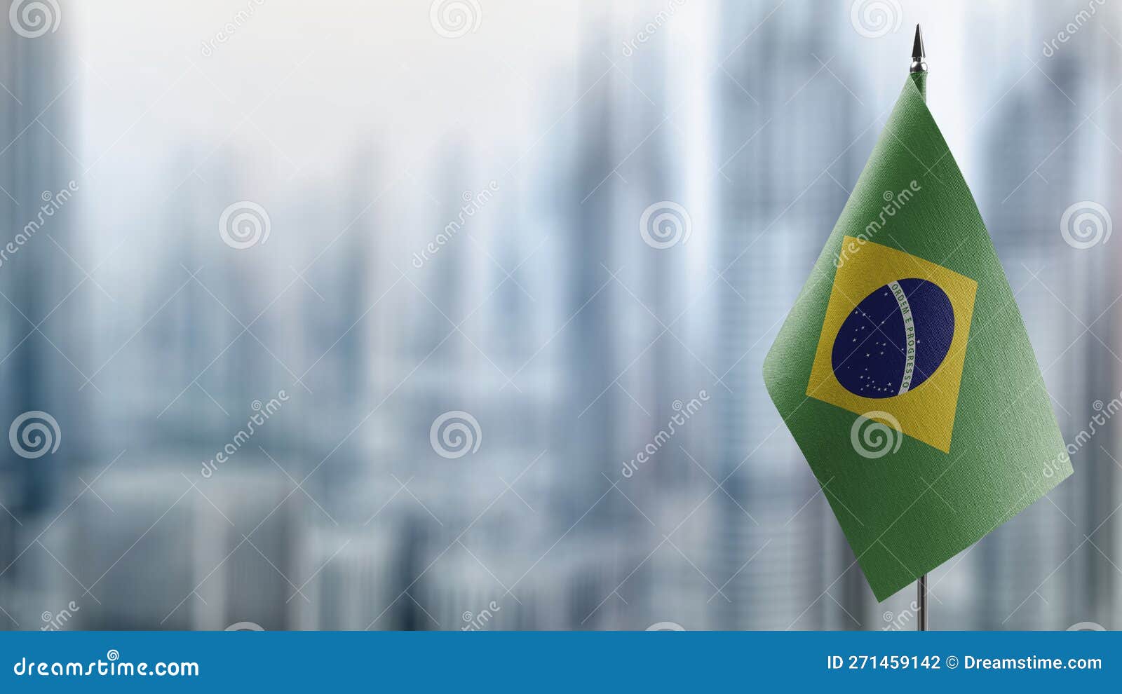 Small Flags of the Brazil on an Abstract Blurry Background Stock ...