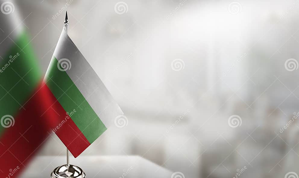 Small Flags of the Bulgaria on an Abstract Blurry Background Stock ...