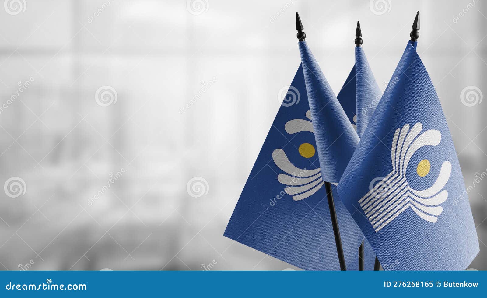 Small Flags of the CIS on an Abstract Blurry Background Stock ...