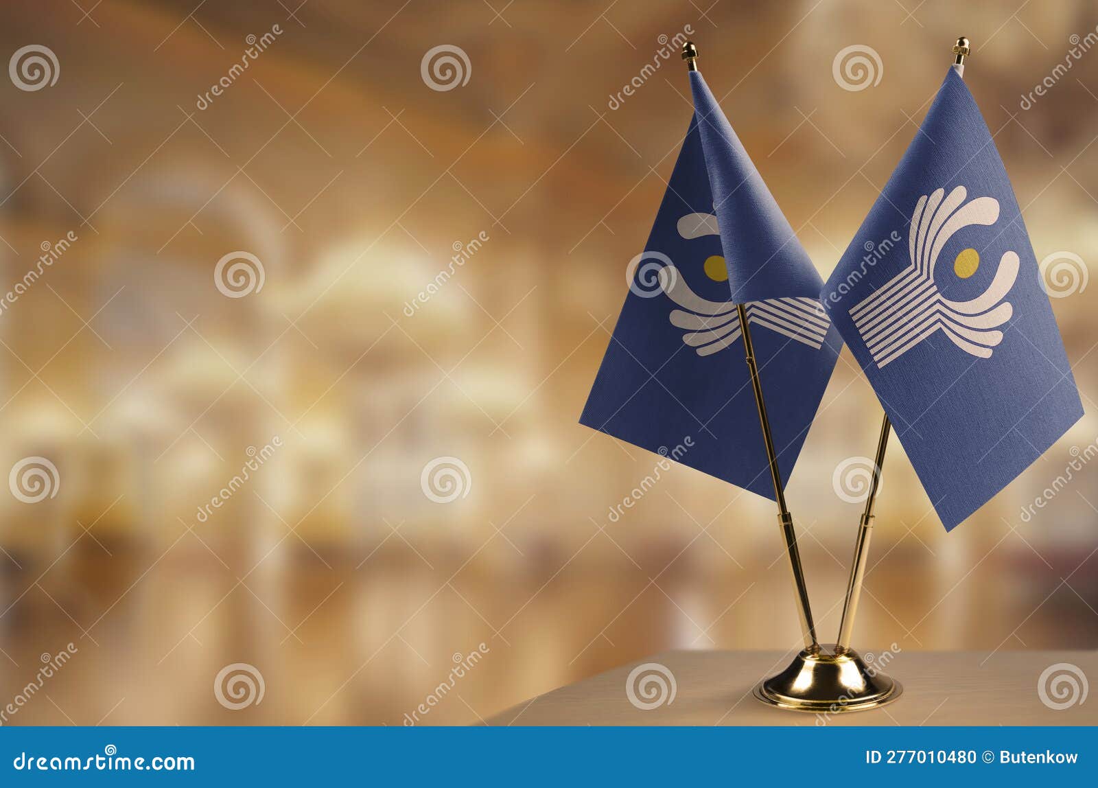 Small Flags of the CIS on an Abstract Blurry Background Stock Photo ...