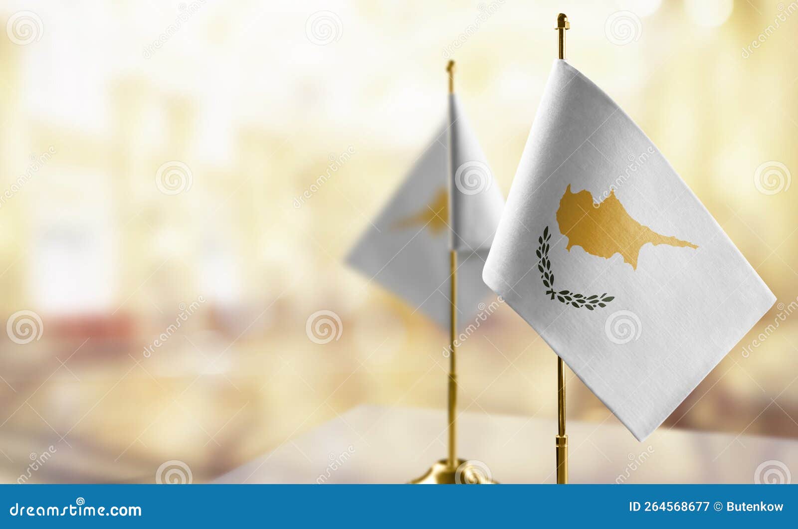 Small Flags of the Cyprus on an Abstract Blurry Background Stock Image ...