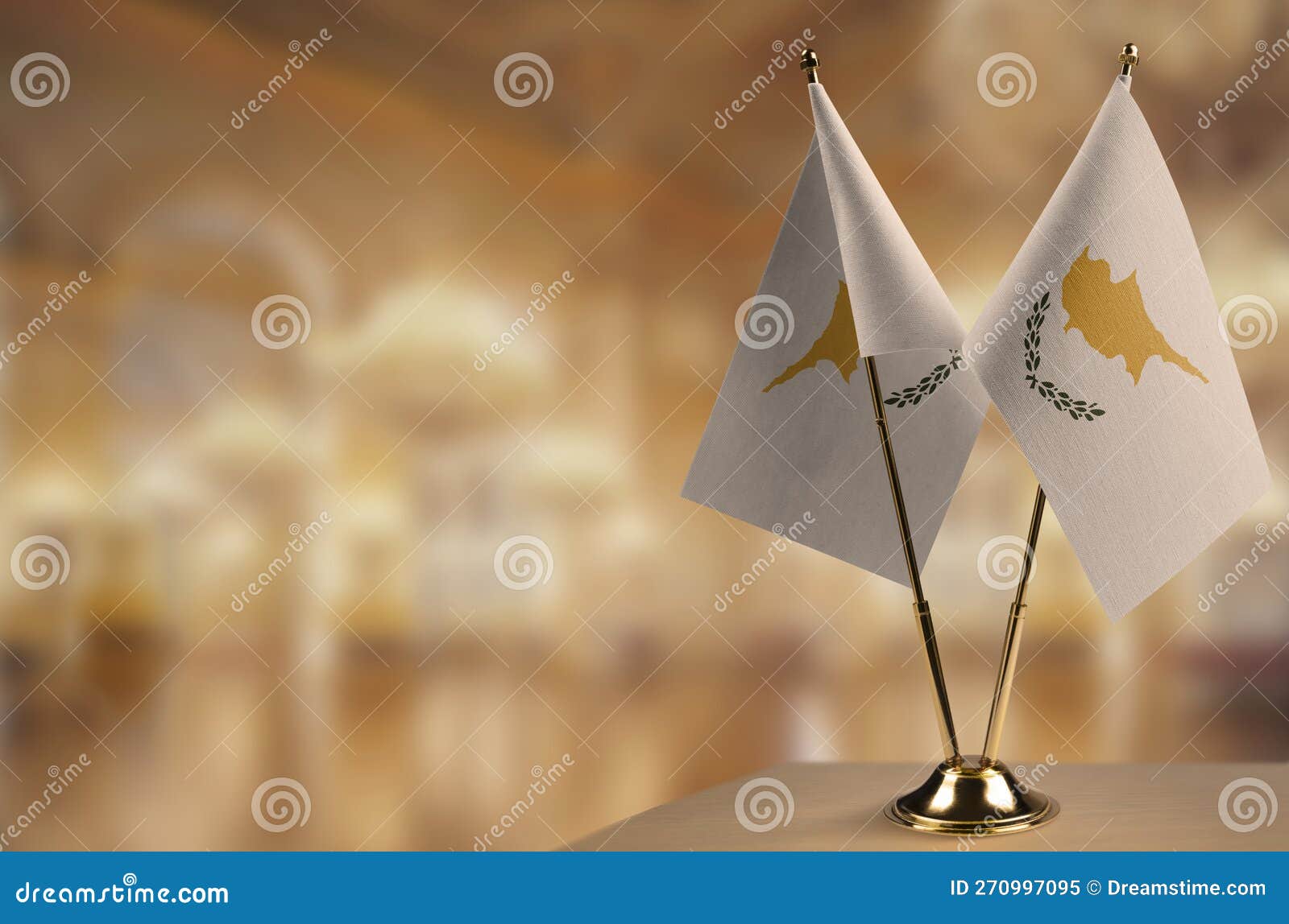 Small Flags of the Cyprus on an Abstract Blurry Background Stock Image ...
