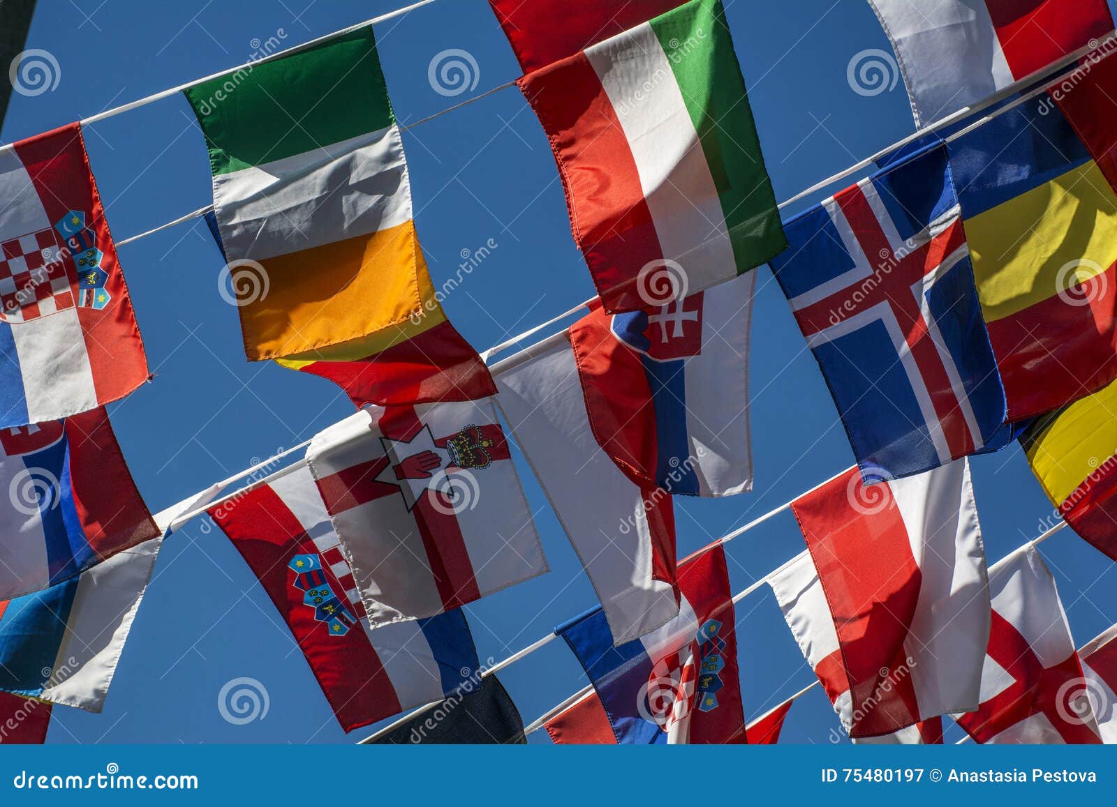 Small Flags of Different Countries on the String Stock Image - Image of ...
