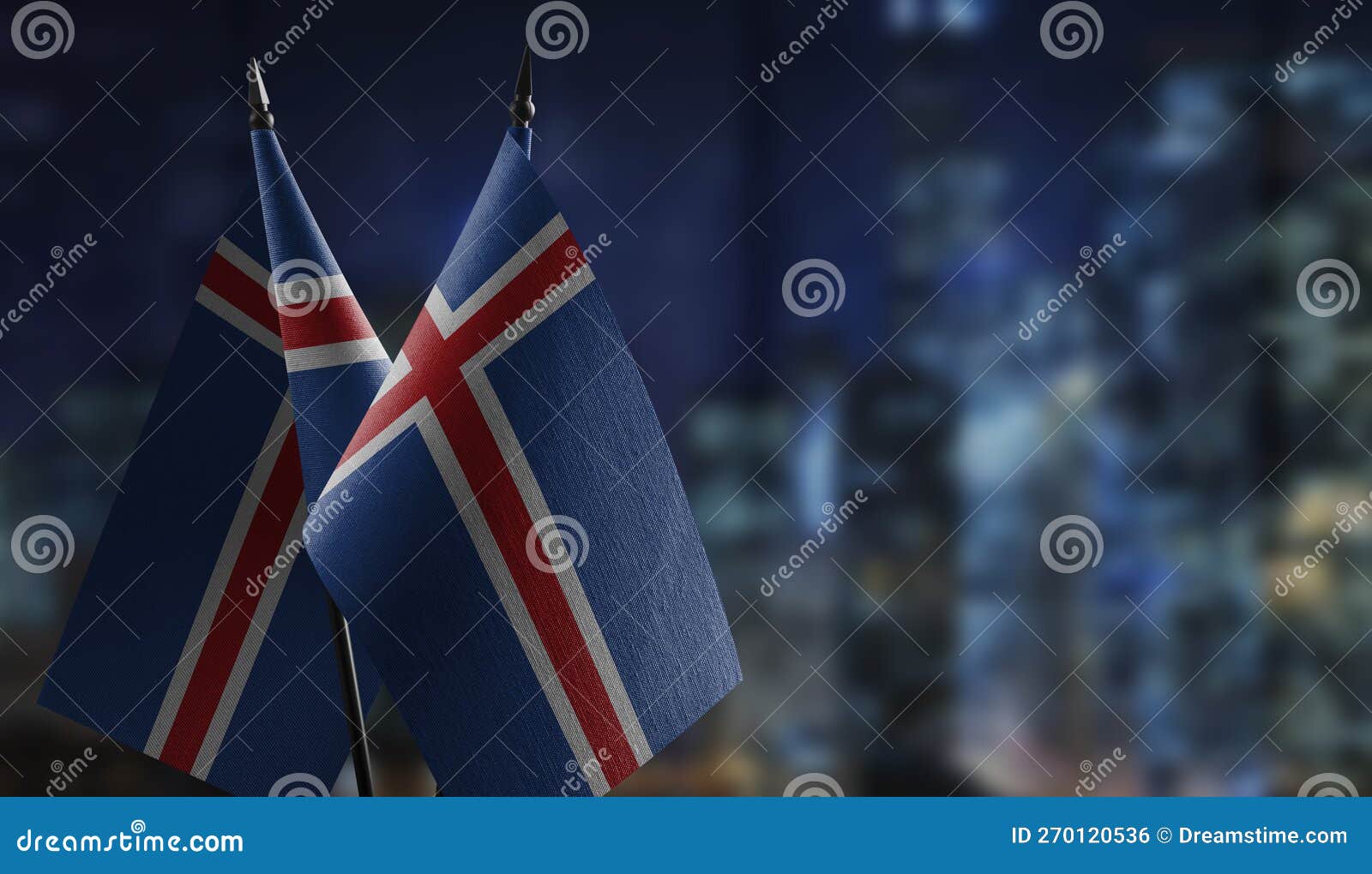 Small Flags of the Iceland on an Abstract Blurry Background Stock Photo ...