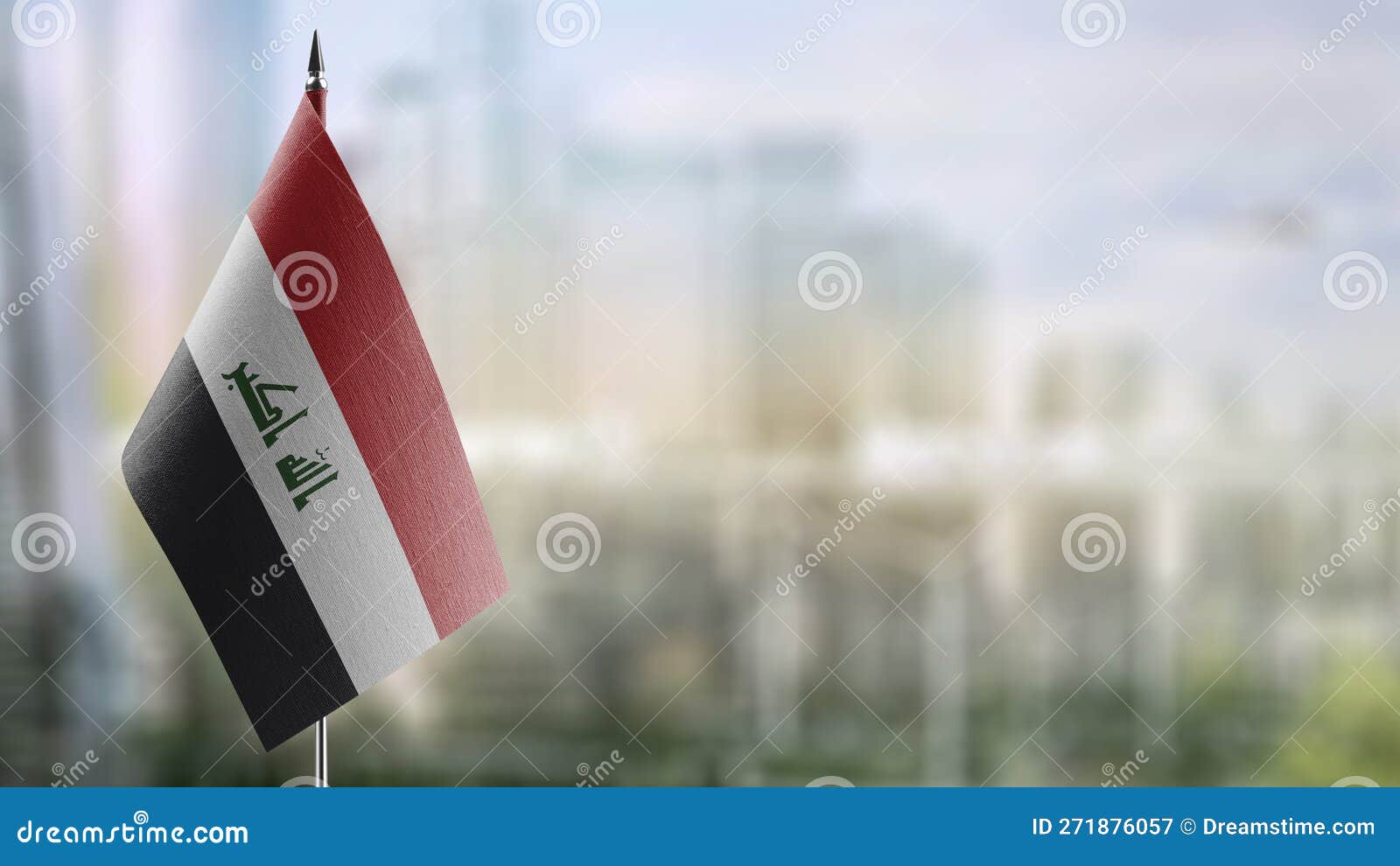 Small Flags of the Iraq on an Abstract Blurry Background Stock Image ...