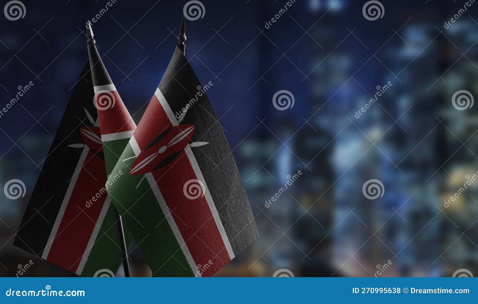 Small Flags of the Kenya on an Abstract Blurry Background Stock ...