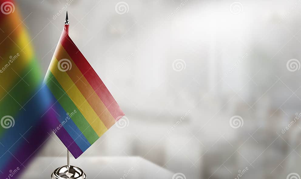 Small Flags of the Lgbt on an Abstract Blurry Background Stock ...
