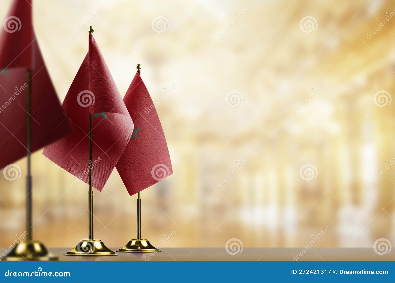 Small Flags of the Morocco on an Abstract Blurry Background Stock Image ...