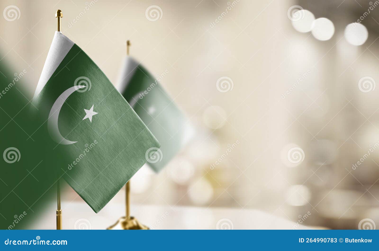 Small Flags of the Pakistan on an Abstract Blurry Background Stock ...