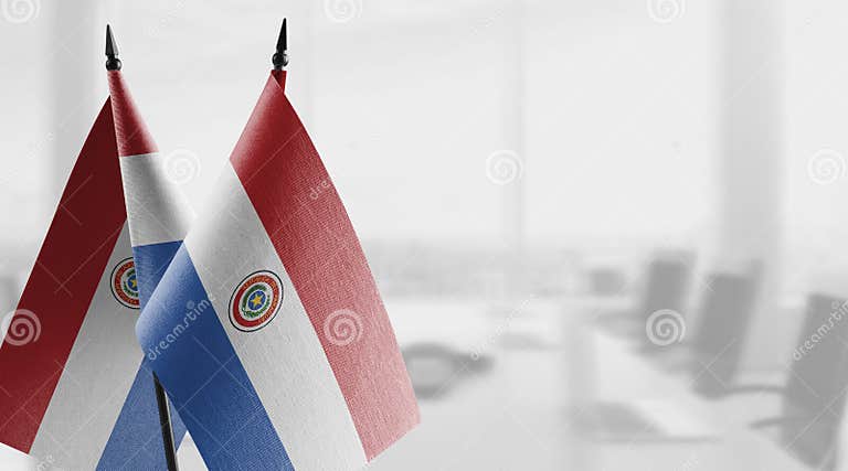 Small Flags of the Paraguay on an Abstract Blurry Background Stock ...