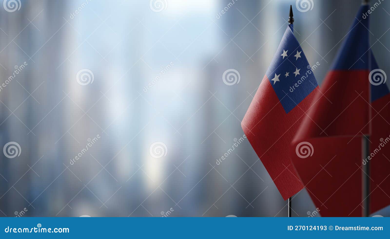 Small Flags of the Samoa on an Abstract Blurry Background Stock Image ...