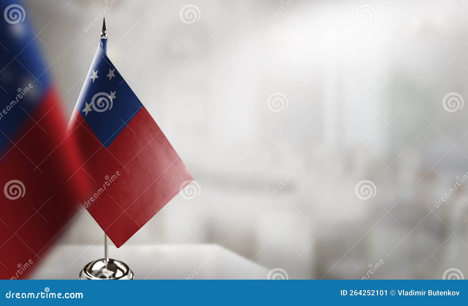 Small Flags of the Samoa on an Abstract Blurry Background Stock Image ...