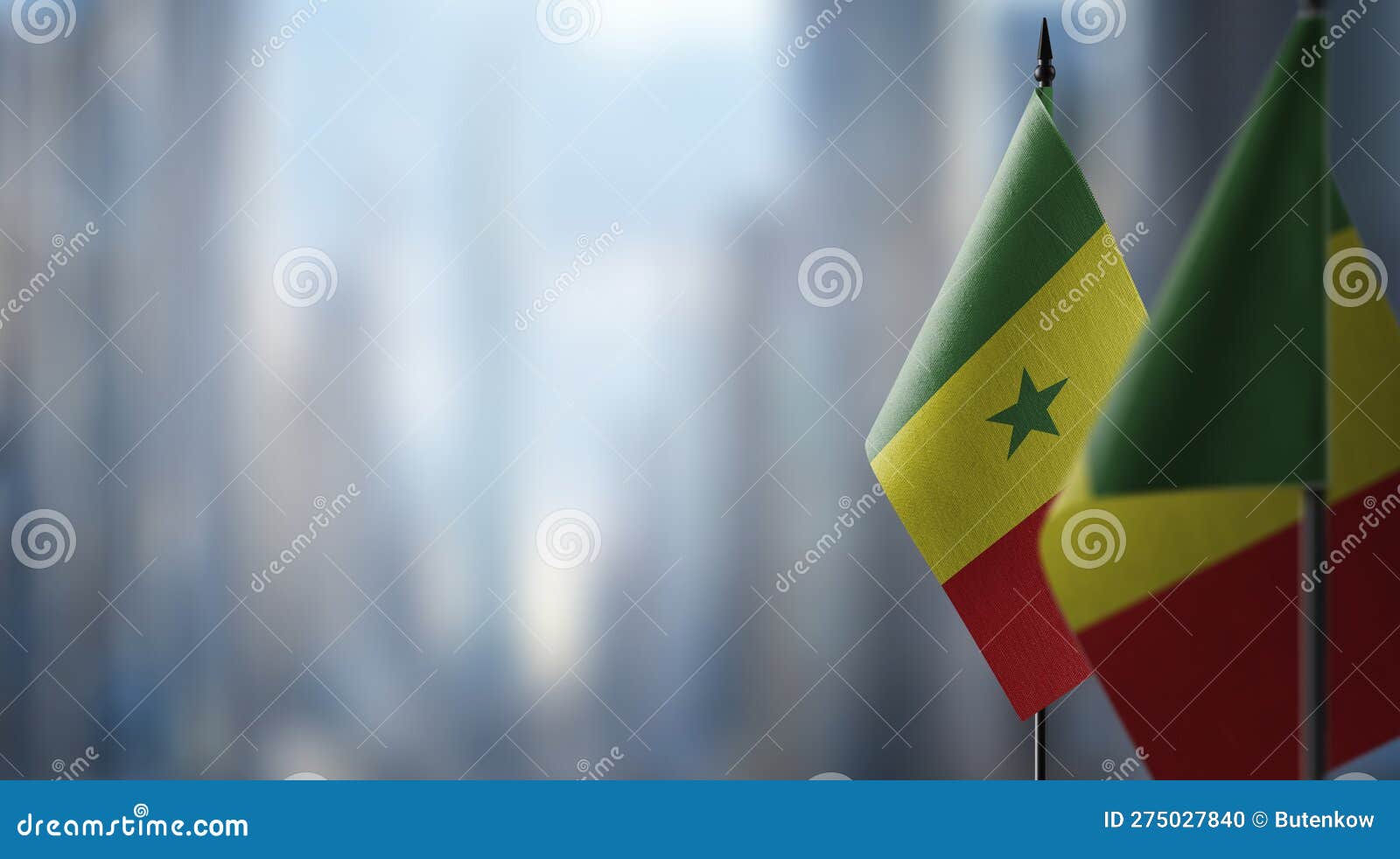 Small Flags of the Senegal on an Abstract Blurry Background Stock Photo ...