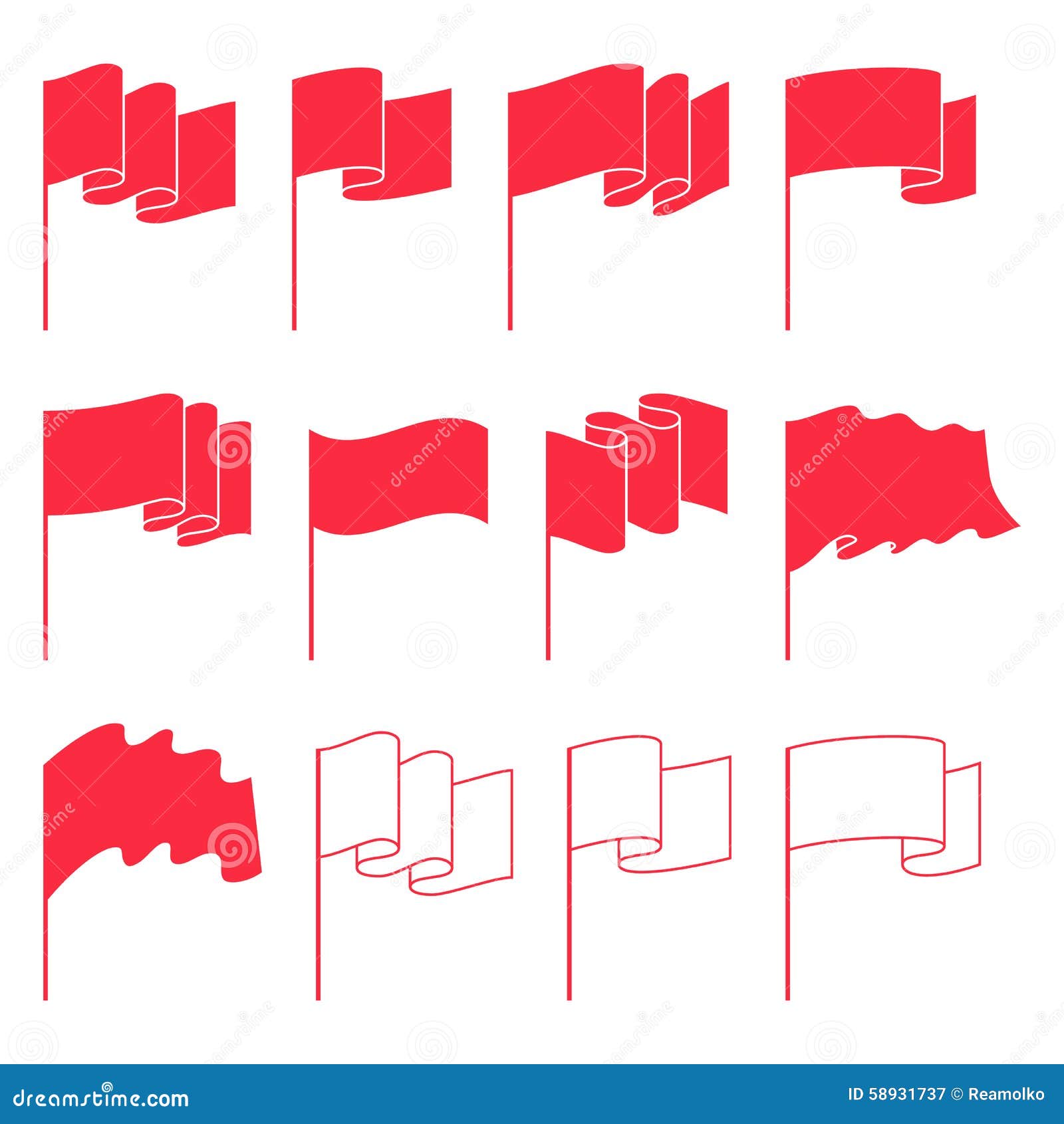 Small Flags Templates Set Vector Illustration Stock Vector ...