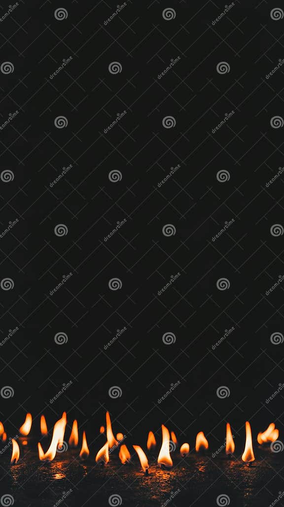 Small Flames Burning in the Dark Creating Warm Light Stock Illustration ...