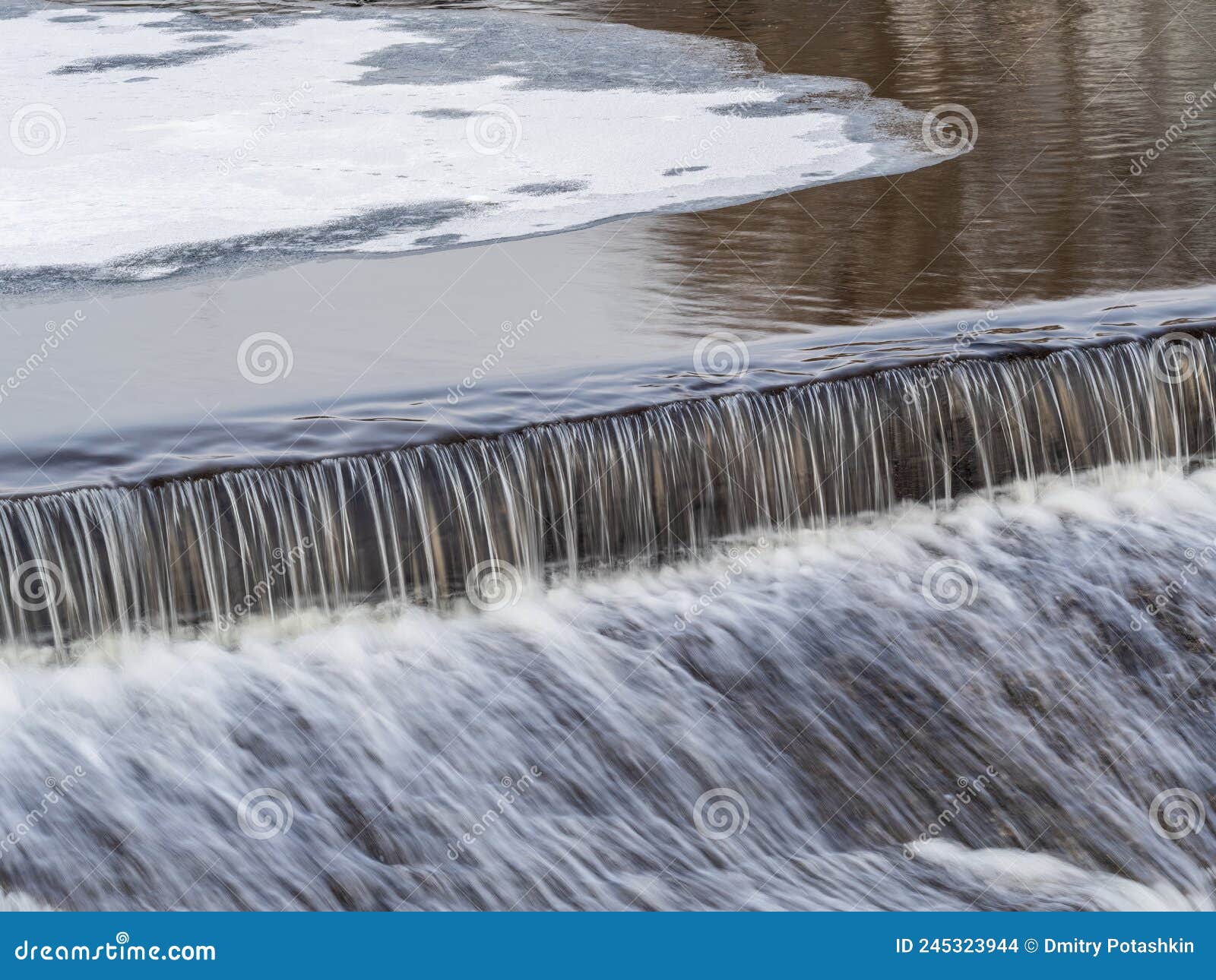 A Small Flat Cascade in a Calm River Stock Photo - Image of flowing ...