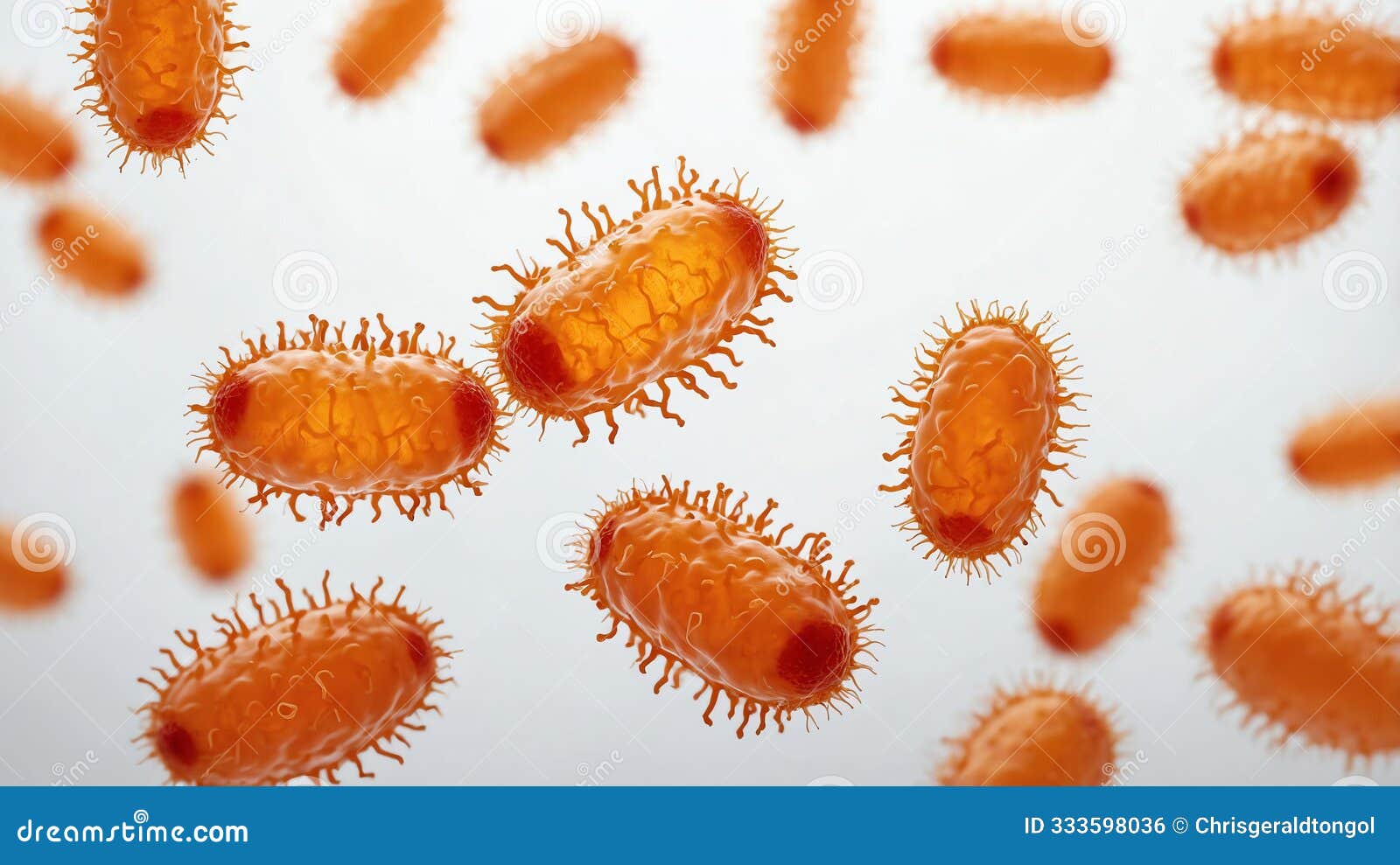 Small Floating Orange Bacteria Concept Image in White Ai Generated ...