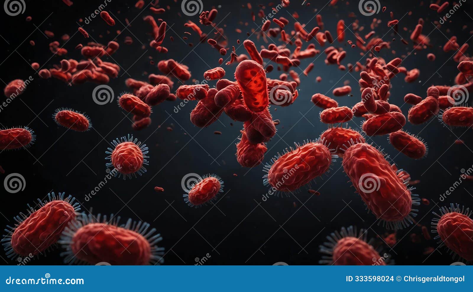 Small Floating Red Bacteria Concept Image in Black Bac Ai Generated ...