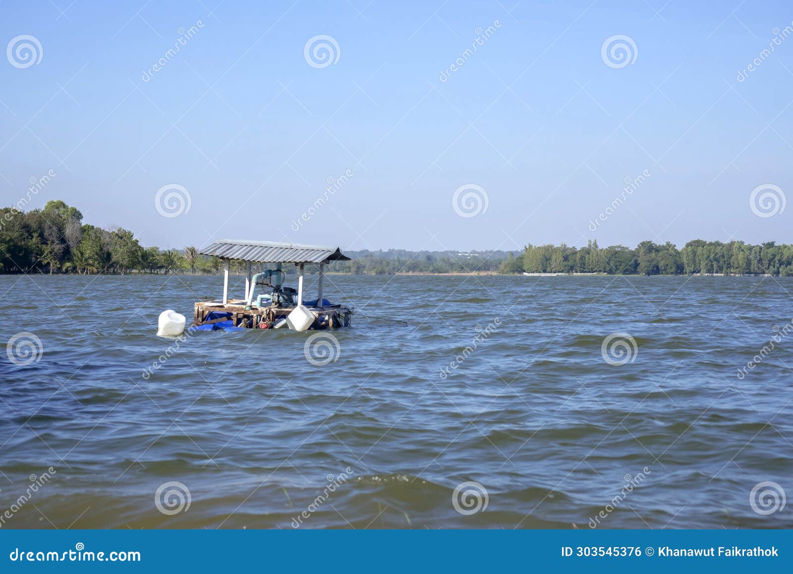 A Small Floating Water Pumping Station for Agricultural Stock Photo ...