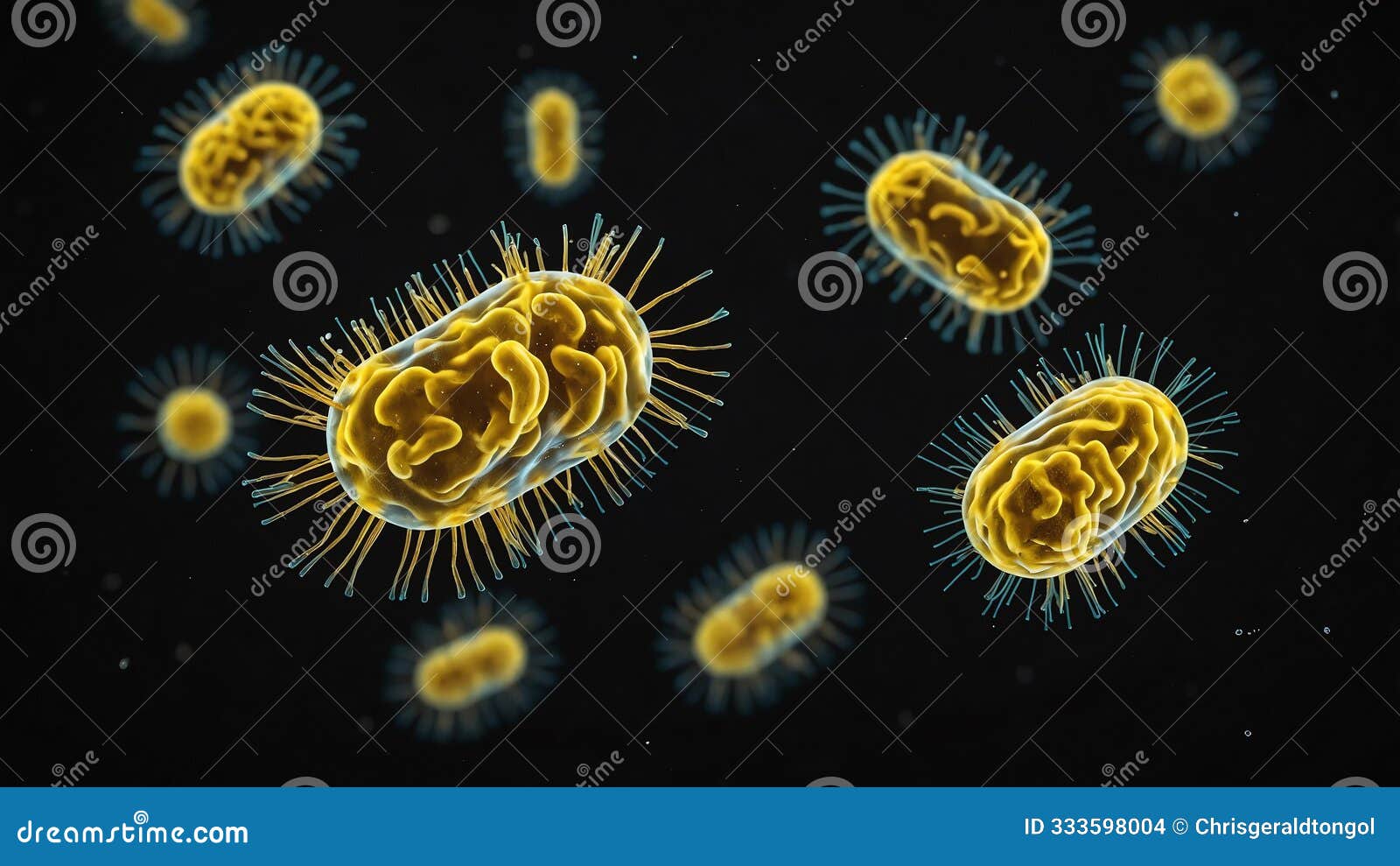 Small Floating Yellow Bacteria Concept Image in Black Ai Generated ...