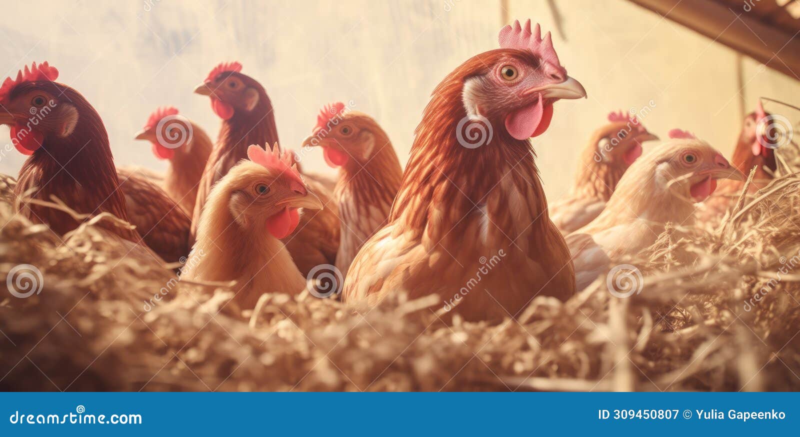 A Small Flock of Chickens on Hay Stock Image - Image of meat, cockerel ...
