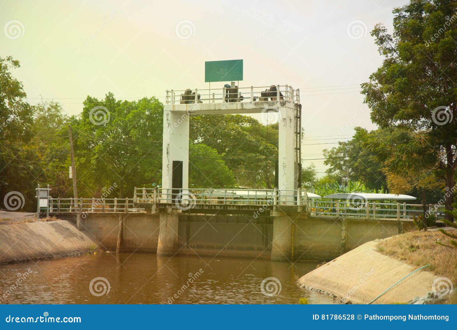 Small Floodgate on the Canal Stock Photo - Image of concrete ...