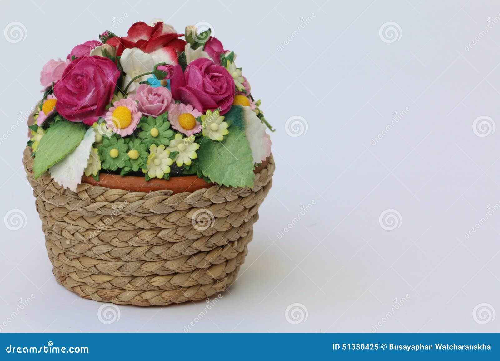 Small Flower Basket Isolated Stock Image - Image of fresh, arrangement ...
