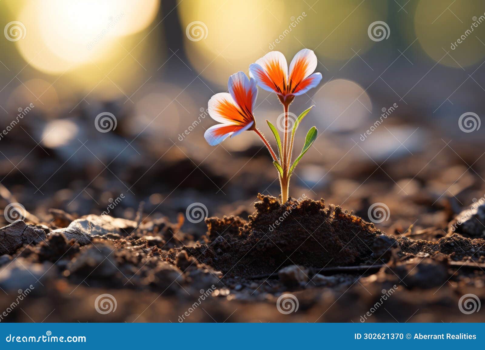 A Small Flower is Growing Out of the Ground Stock Illustration ...
