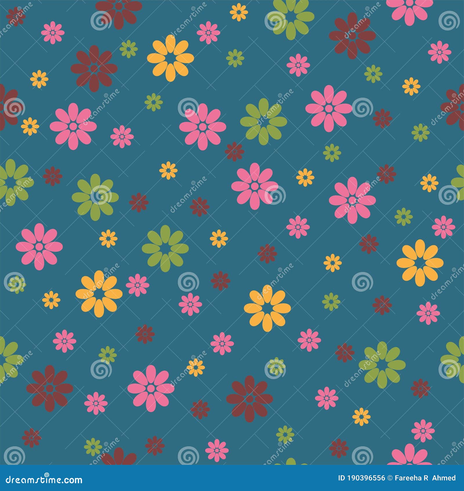 Seamless Vector Floral Design. Multi Color Small Flowers with Blue ...