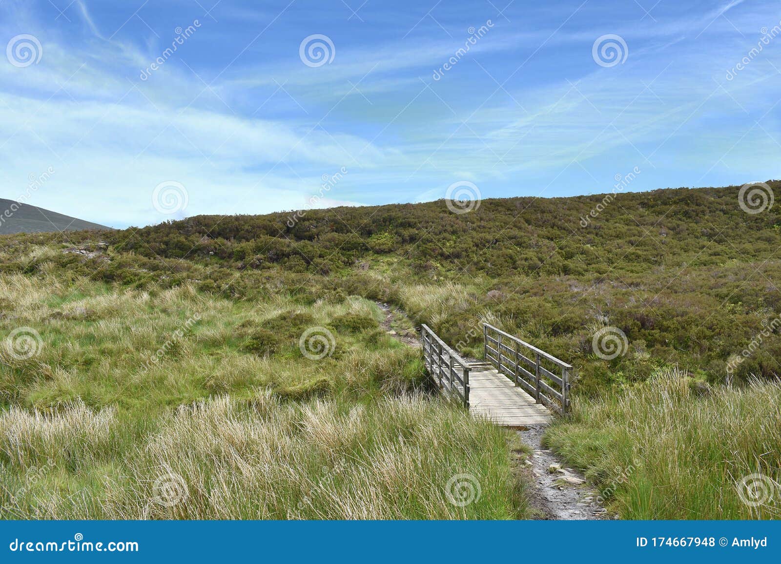 Small Footbridge on Hillside Path Stock Photo - Image of charming, fell ...