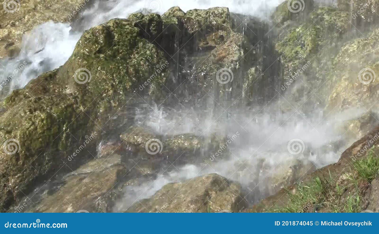 A Small Forest Waterfall Falls from a Stone Cliff. Stock Video - Video ...